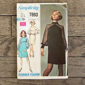 Simplicity | Other | 968 Simplicity 7893 Mod Dress Sewing Pattern 34 ...